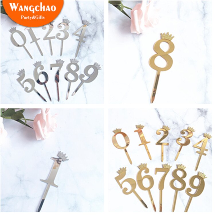 Acrylic Glitter Crown Numbers Happy Birthday Cake ... – Vicedeal