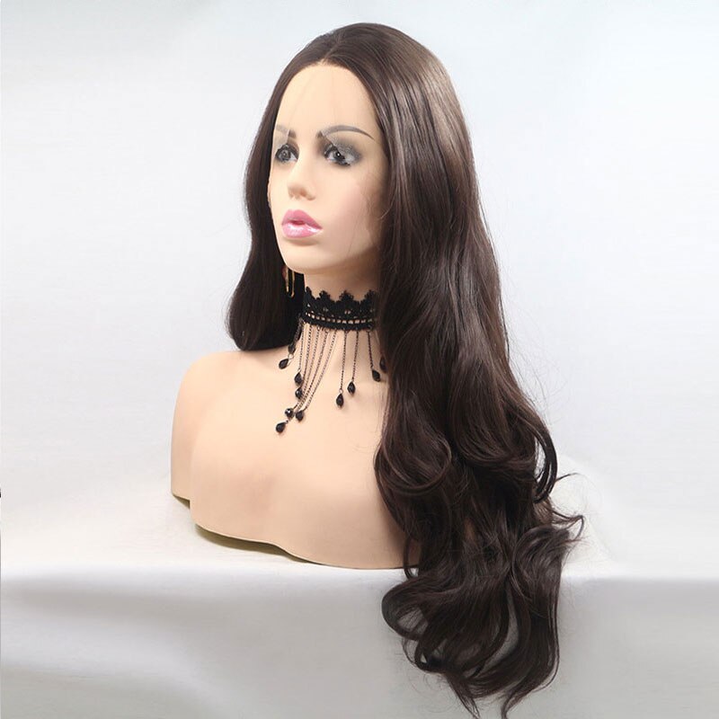 Bombshell Dark Brown Body Wave Synthetic Lace Fron... – Vicedeal