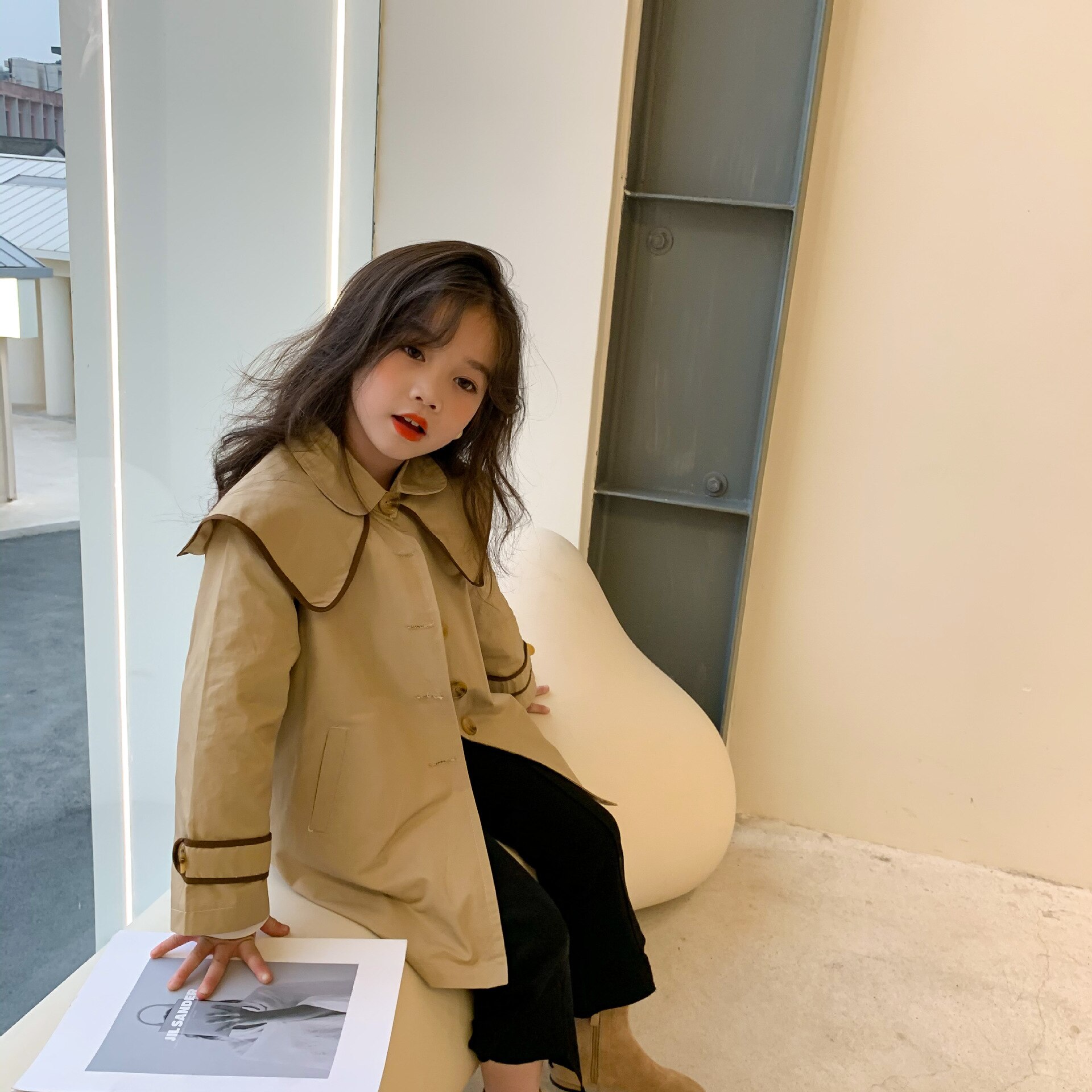 Kids Coats Spring Girls Khaki Thin Cotton Trench E... – Grandado
