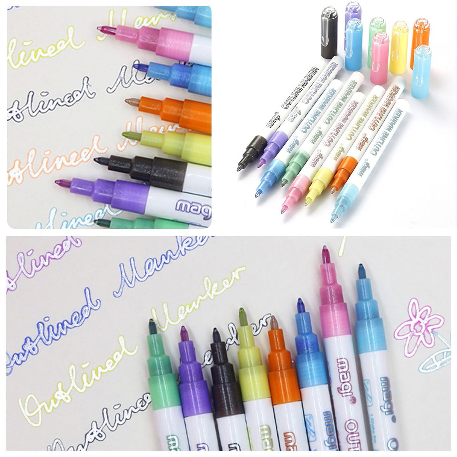 8 stk fluorescerende drøm dobbeltlinie pen fin lin... – Grandado