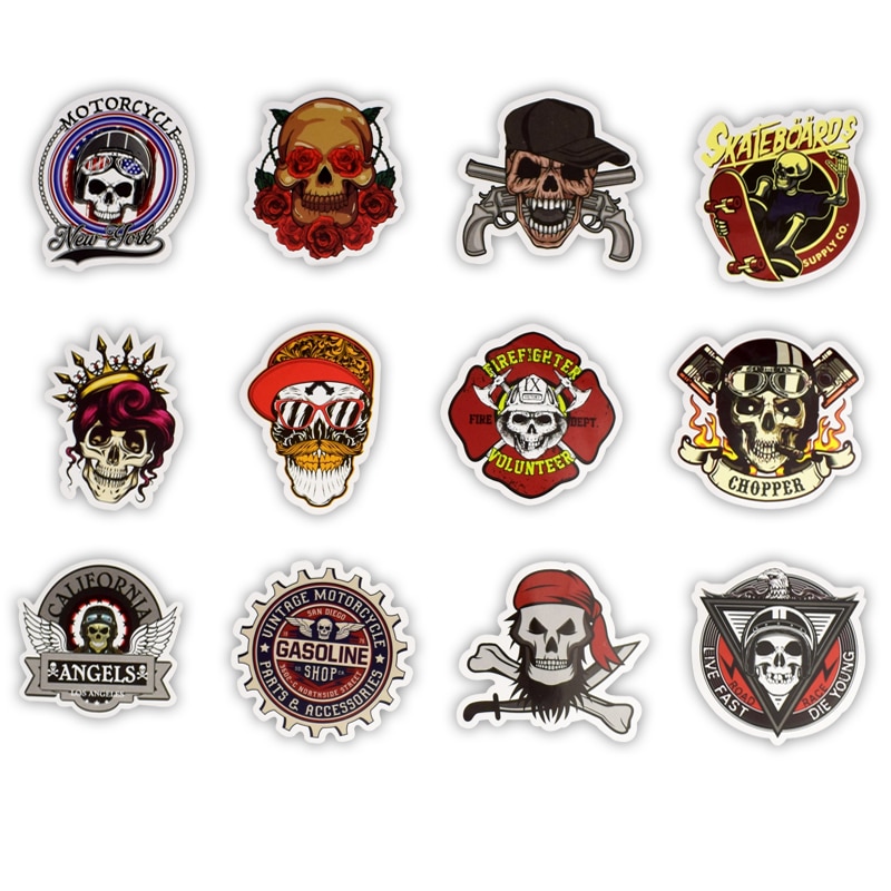 50 stuks skull bike stickers scooter wiel sticker ... – Vicedeal