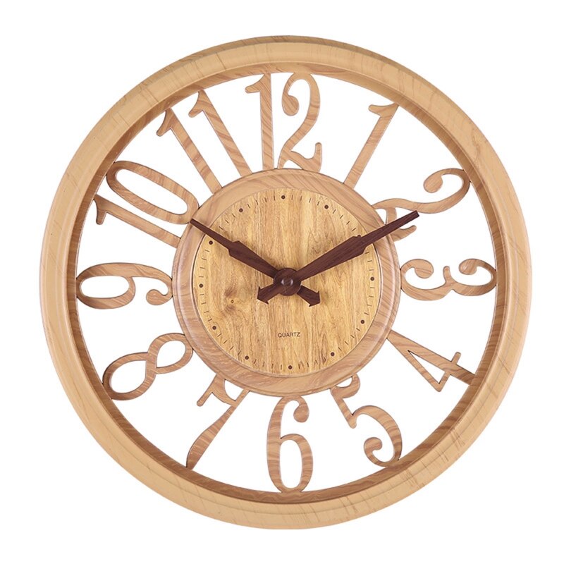 European Style Hollow-out Wooden Wall Clock 3D Big... – Grandado