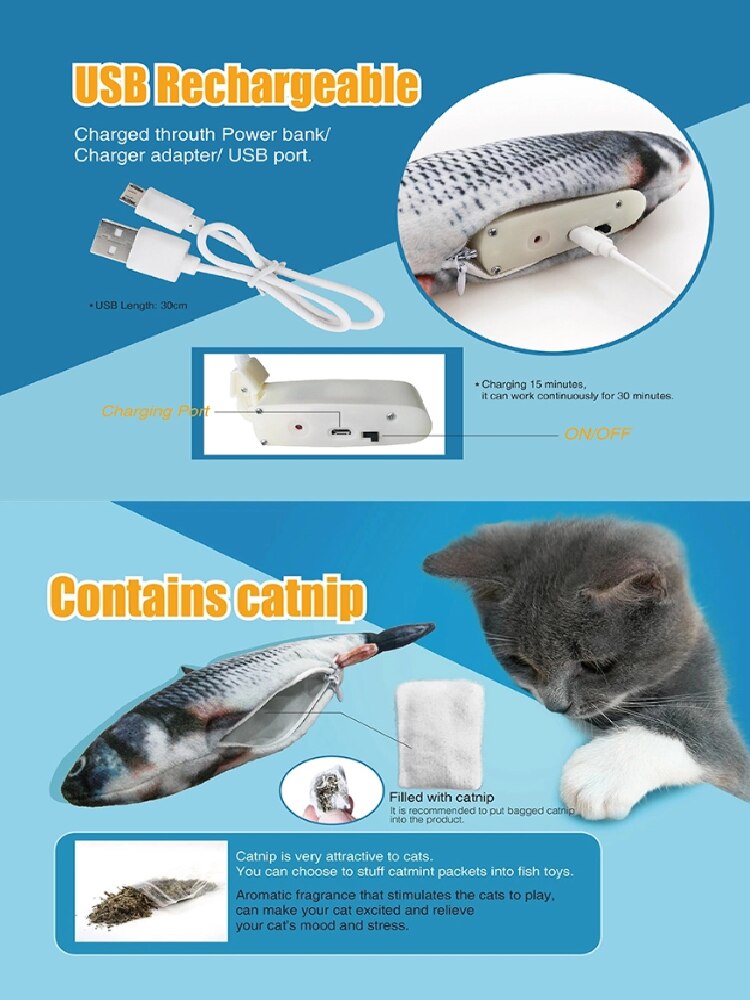 Moving Fish Cat Kicker Electric Wagging Moving Rea... – Vicedeal