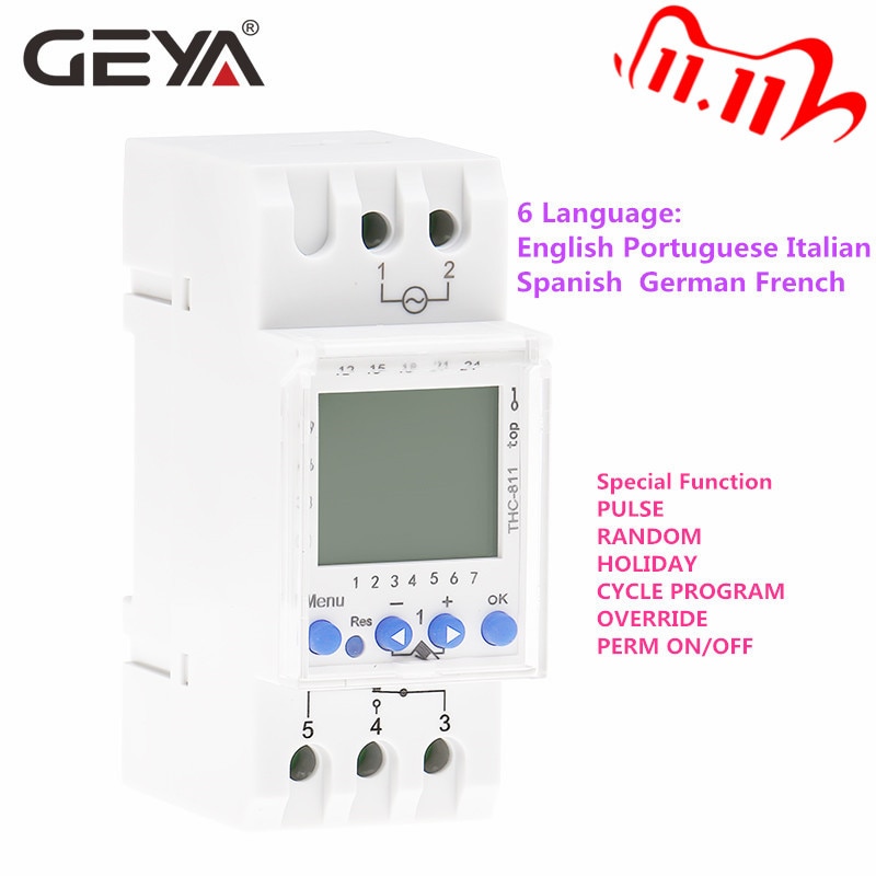 GEYA THC-811 Din Rail 24Hours Digital Timer Switch... – Grandado