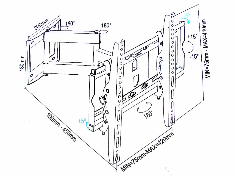 DL-WA-88ST 50KG 55inch 42inch 3 armS retractable F... – Vicedeal