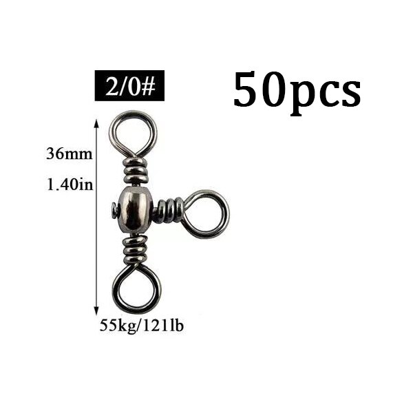 50pcs/lot 3 Way Fishing Swivels #1-#2/0 Fishing Co... – Grandado