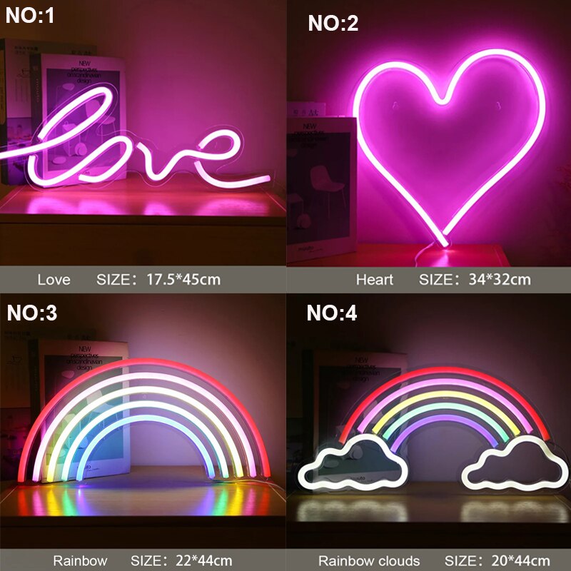 BIG SIZE Led Neon Night Sign Rainbow Neon Light Si... – Grandado
