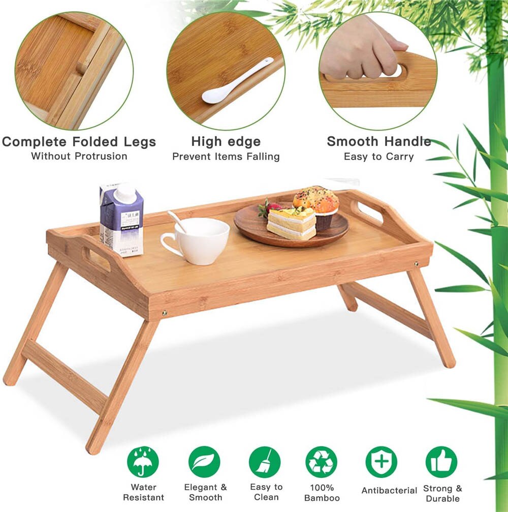 Portable Bamboo Wood Bed Tray Breakfast Home Foldi... – Grandado