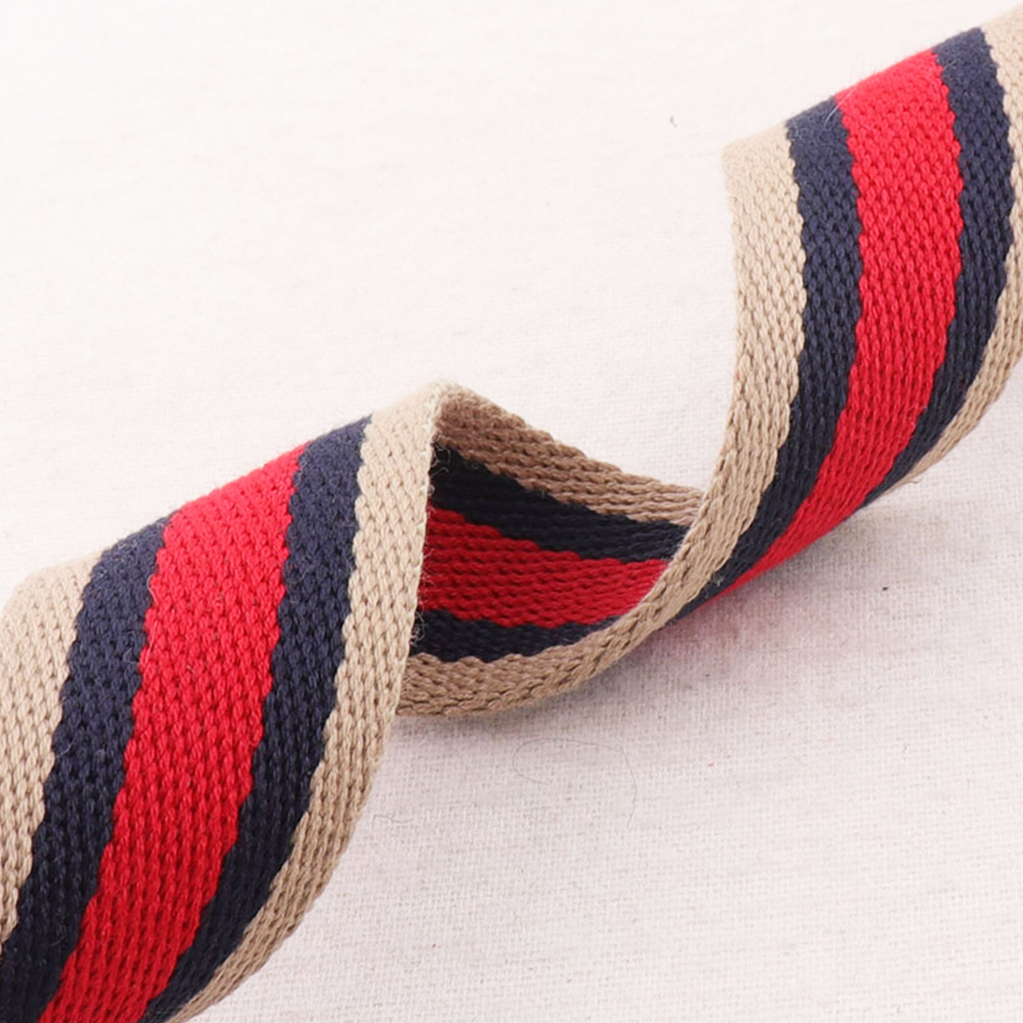 1 1/2 "bomuldsbånd okker marineblå rød stribet twi... – Grandado