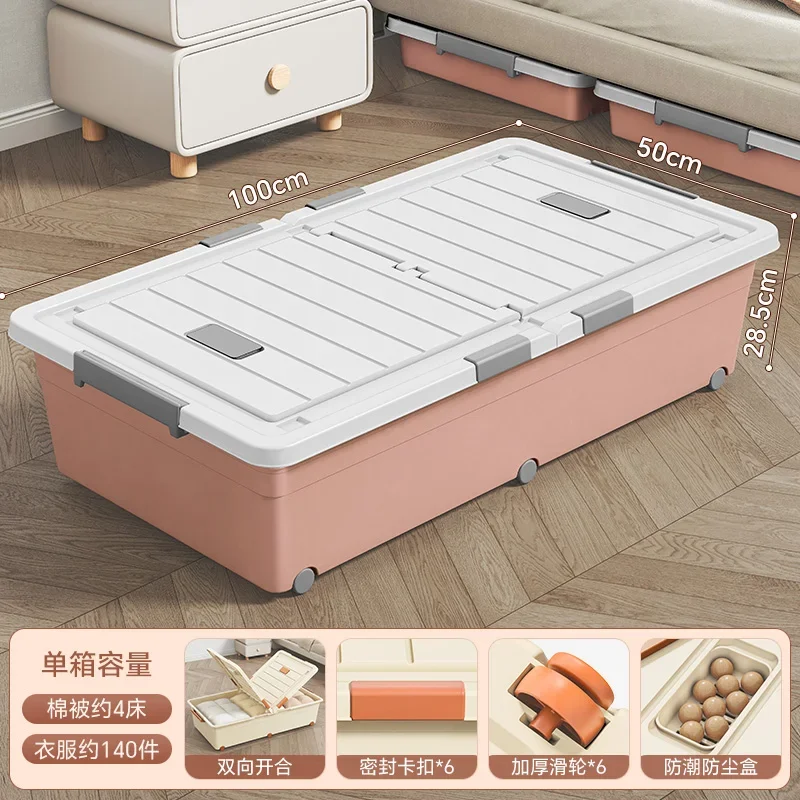Foldable Plastic Storage Box with Wheels Under Bed... – Vicedeal