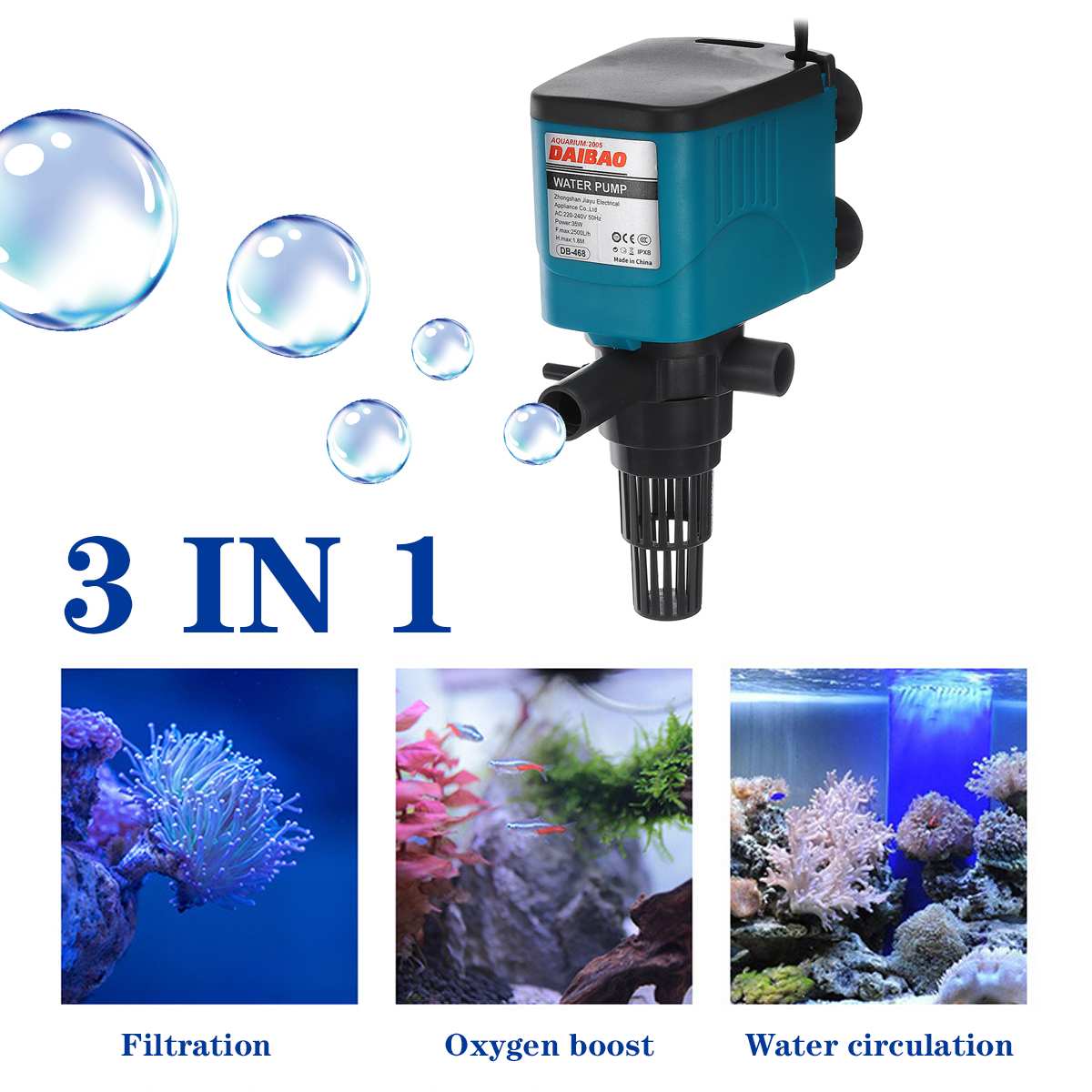 3 In 1 Aquarium Filter Air Pump Aquarium Water Pum... – Grandado