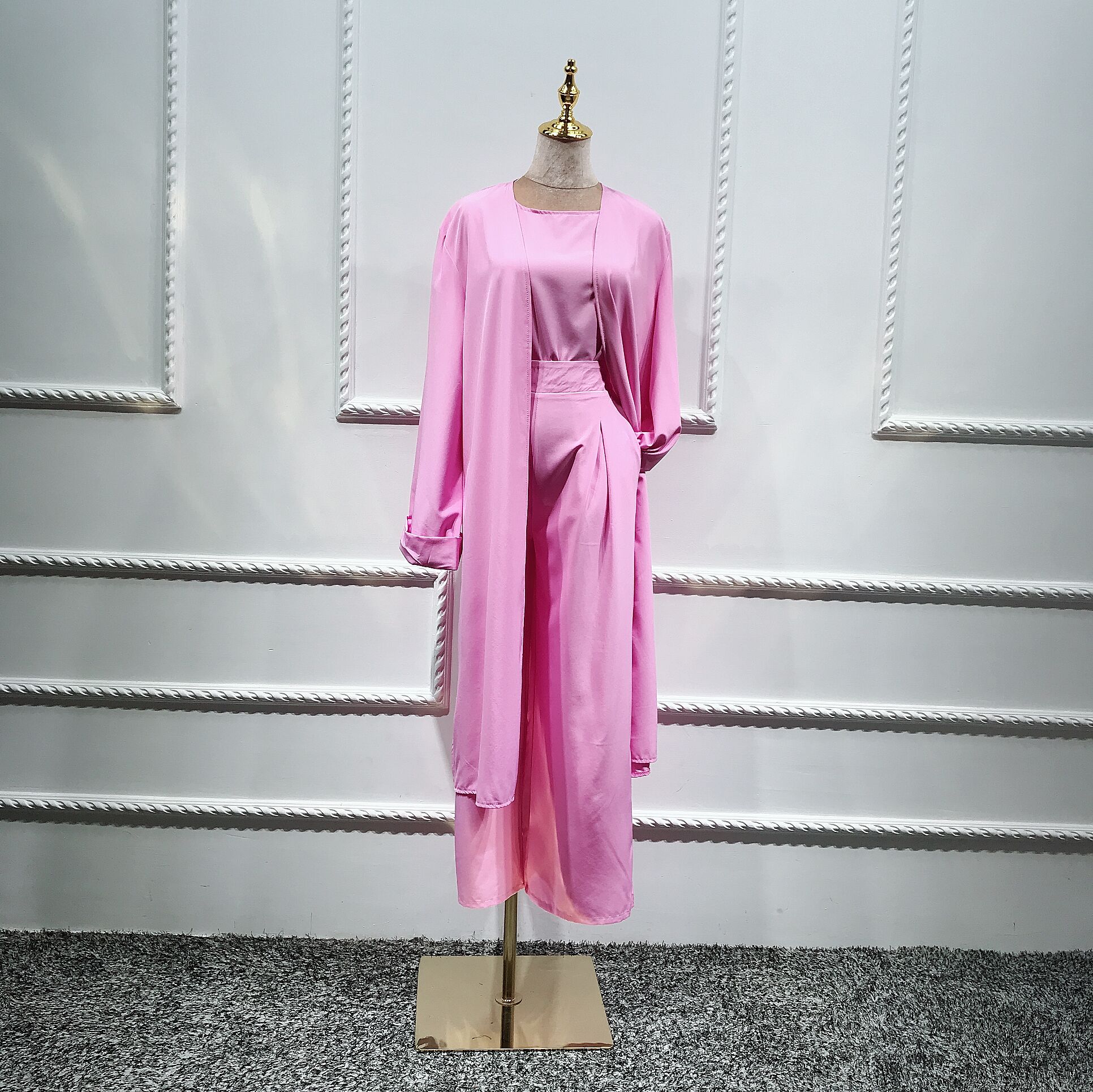 Three-piece Abaya Turkish Kimono Tops Pants Muslim... – Grandado