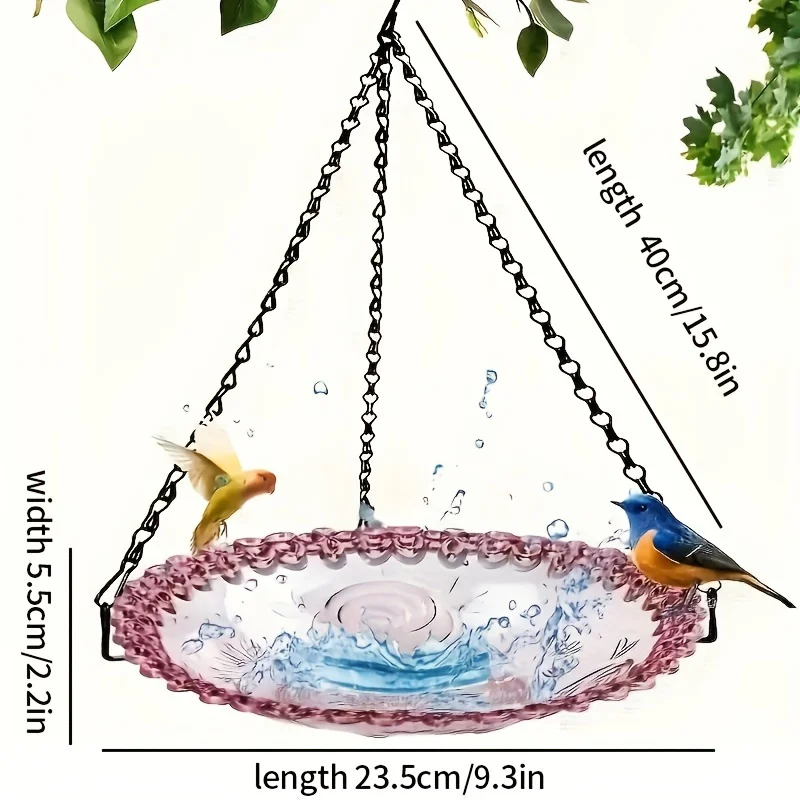 Hanging Bird Bath Feeder Set With Chain Outdoor Ga Grandado