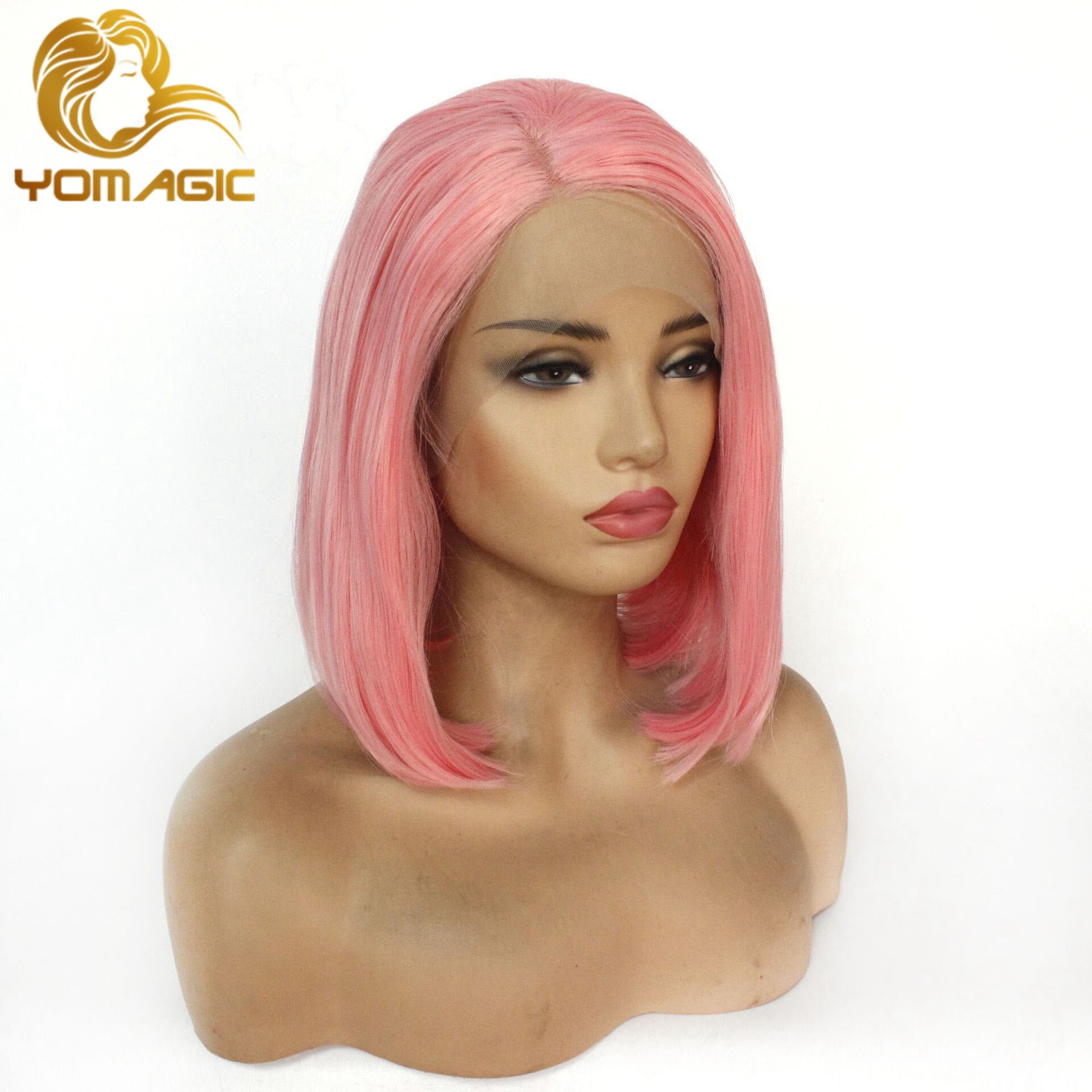 Yomagic Hair Pink Color Synthetic Hair Lace Front ... – Vicedeal