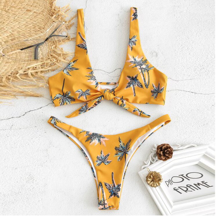 40# Swimwear Sexy Solid Color High Waist Split Swi... – Grandado