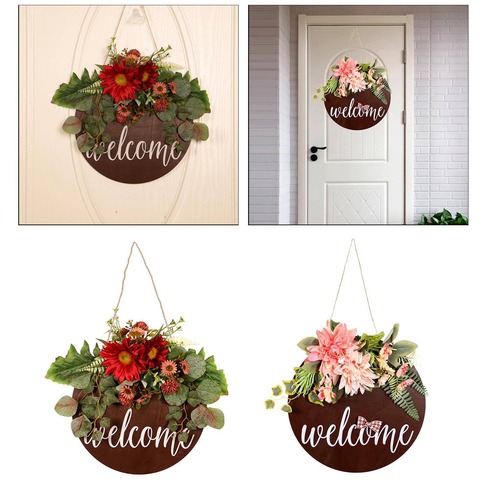 2PcsWelcome Sign Front Door Round Wood Sign Hangin... – Grandado