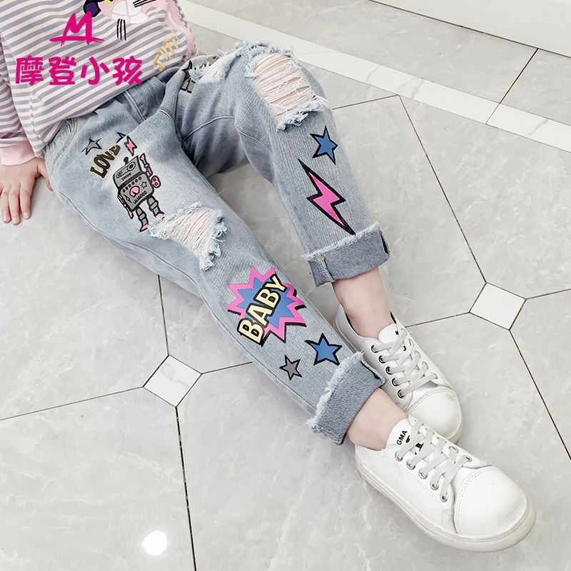 Spring Jeans For Girls Children's Jeans Elastic Wa... – Grandado