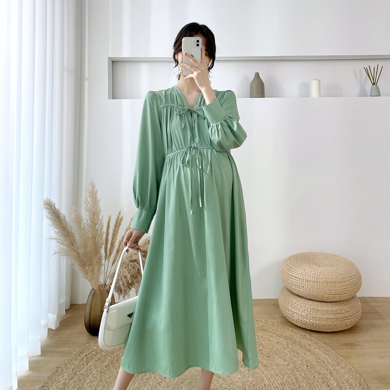 2022 Spring Korean Thin Cotton Maternity Long Dres... – Grandado