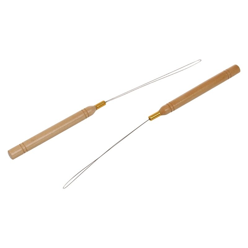 5Pcs Wooden Handle Hair Extensions Loop Needle Thr... – Grandado