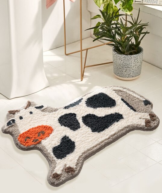 Bathroom Door Entrance Mat Cow Bath Rug Bathroom N... – Grandado