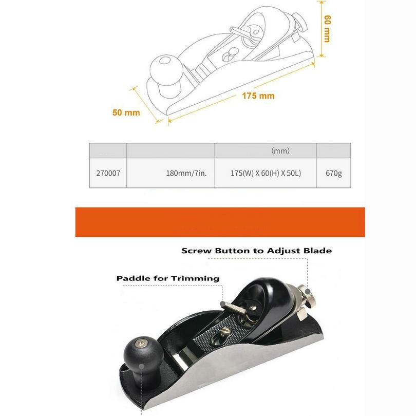 HQ 175MM/7INCH Woodworking Steel Plane Carpenter P... – Vicedeal