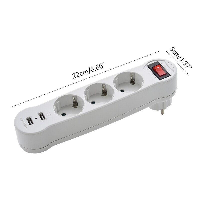 Dual USB Ports 1 to 3 Way EU Standard Power Adapte... – Grandado