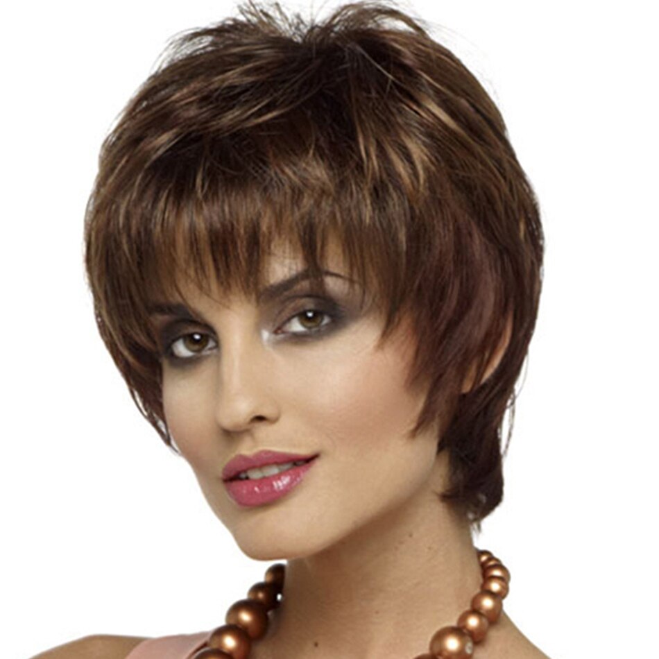 CHARMING Synthetic Brown Short Women Wig Straight ... – Grandado