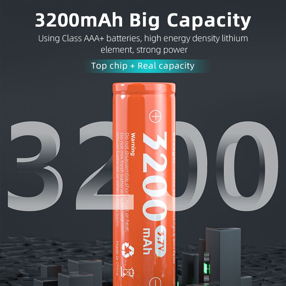 Essager – batterie Lithium-ion 18650, 3200mAh, Rec... – Grandado