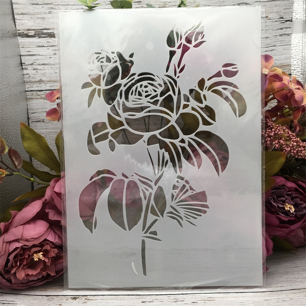 29*21cm A4 Big Rose Flower DIY Layering Stencils W... – Grandado