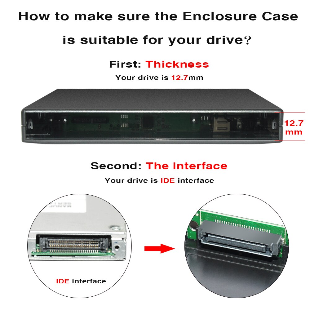 IXUR Hard Plastic USB 2.0 SATA 12.7mm External DVD... – Grandado