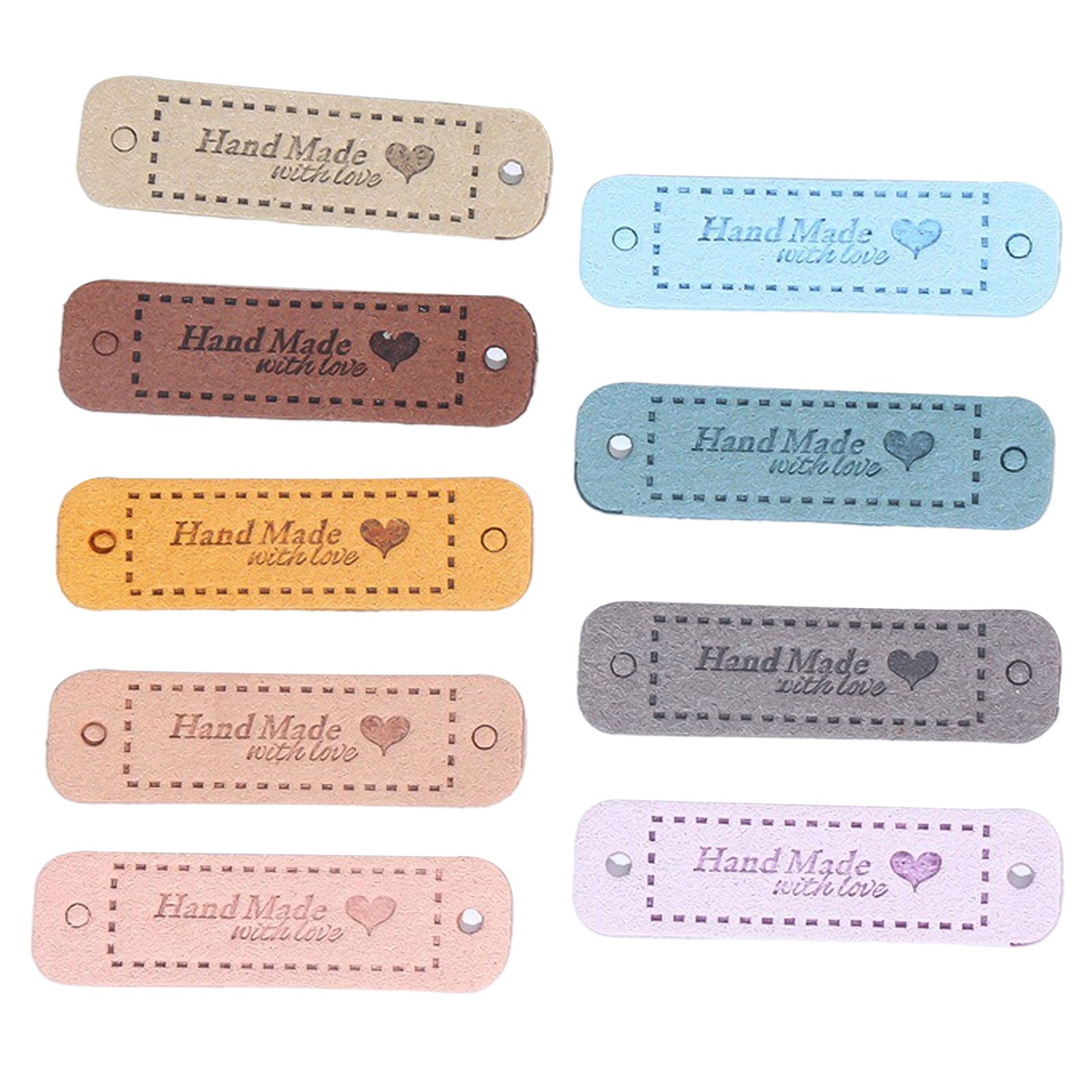 100pcs Leather Tag Clothing Hand Made Embossed Tag... – Grandado