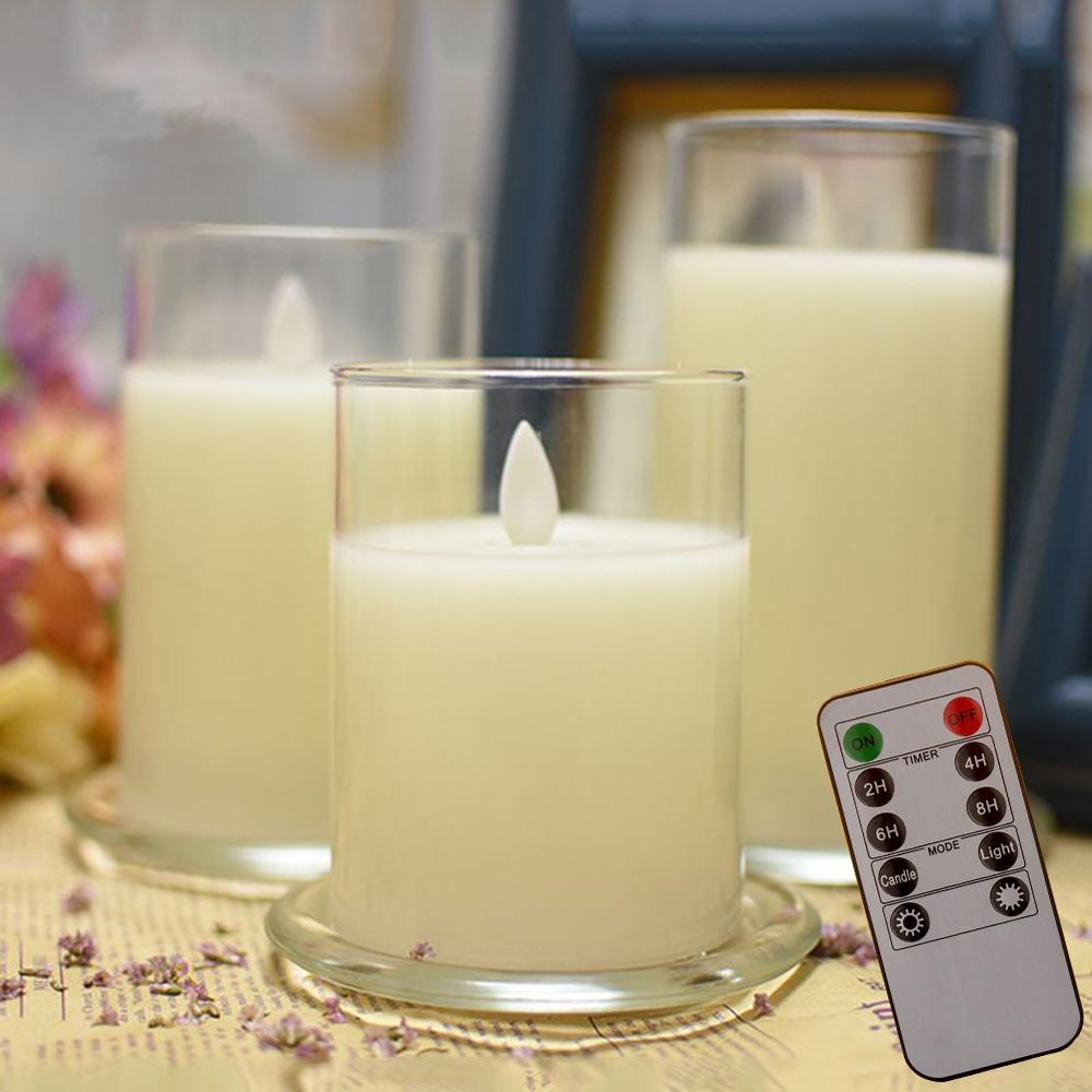 Flameless Candles, Pillar Real Wax Flickering Cand... – Grandado