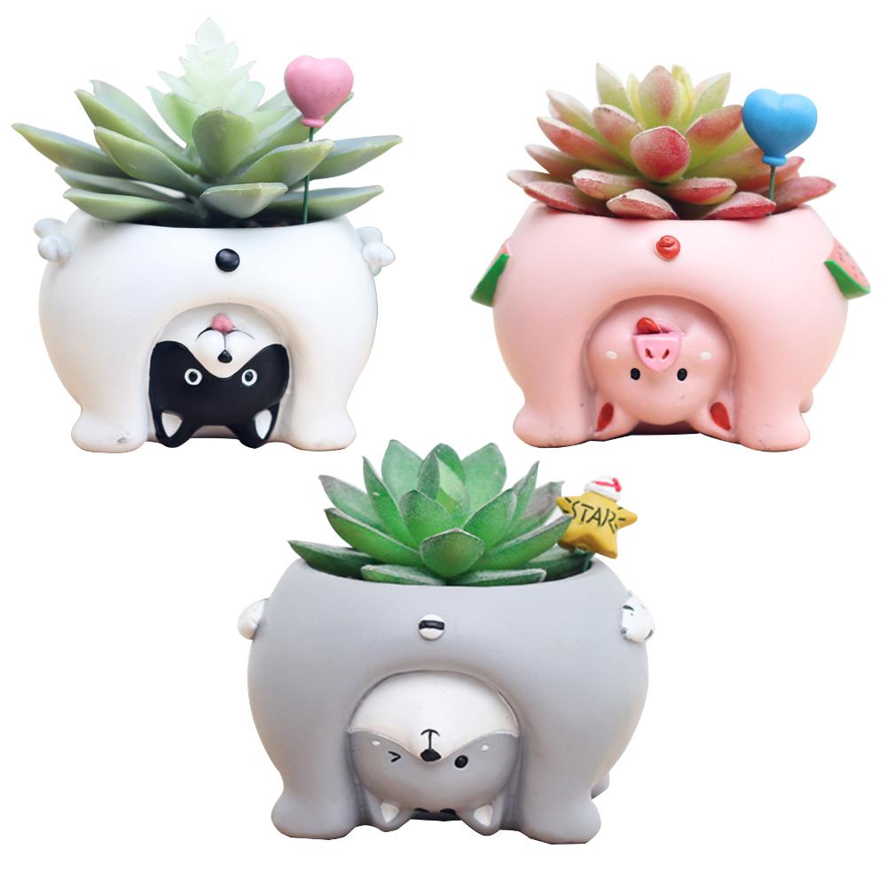 Cute Animal Cats Pig Dog Mini Resin Succulent Pots... – Grandado