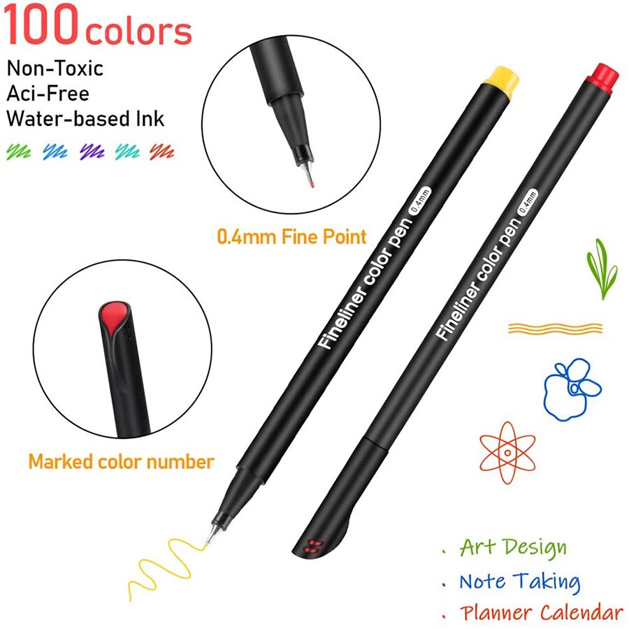 Fineliner Pens Bright Colors Fine Point Pens Color... – Grandado