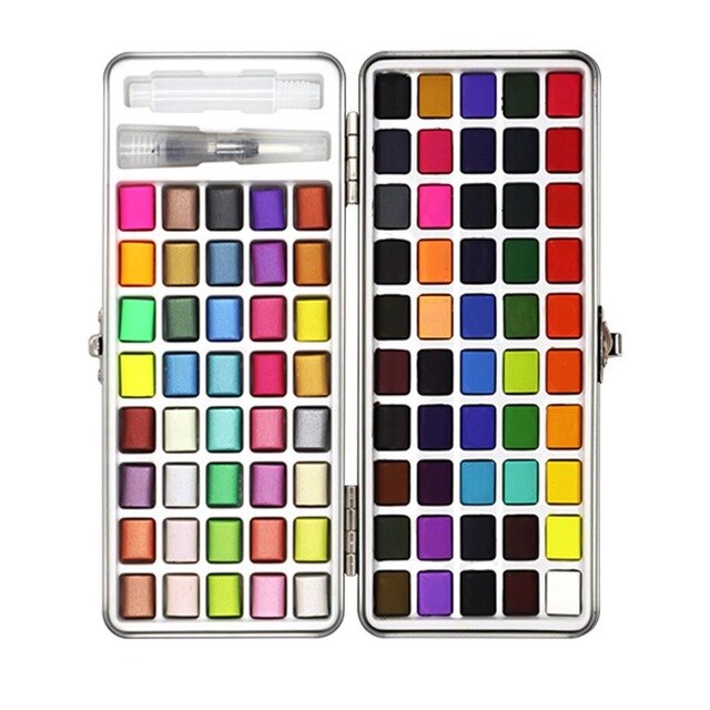 50/72/90 Colors Solid Watercolor Paint Set Portabl... – Grandado