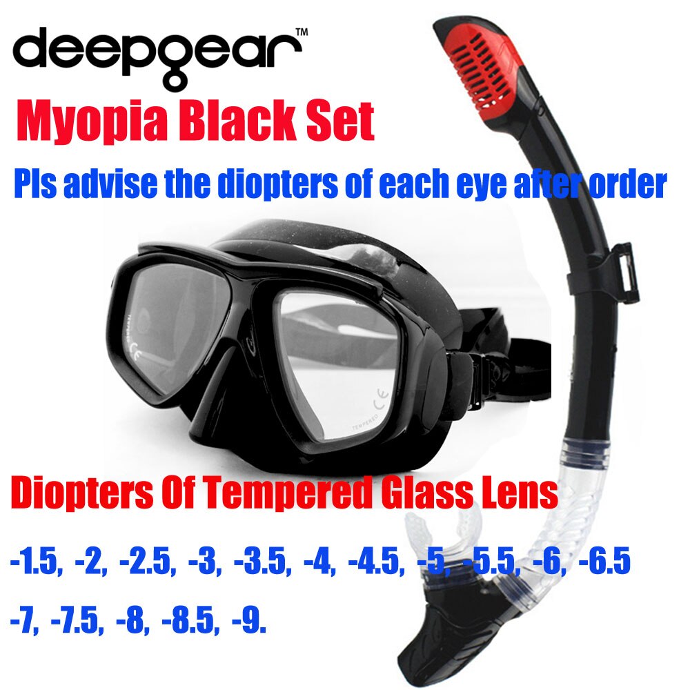 DEEPGEAR Top diving set Black silicon scuba mask T... – Grandado DEEPGEAR Top diving set Black silicon scuba mask T... – Grandado