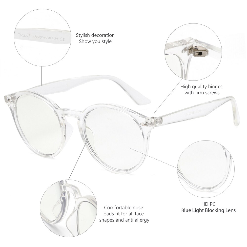 Cyxus Trendy Anti Blue Light Reading Glasses Trans... – Grandado