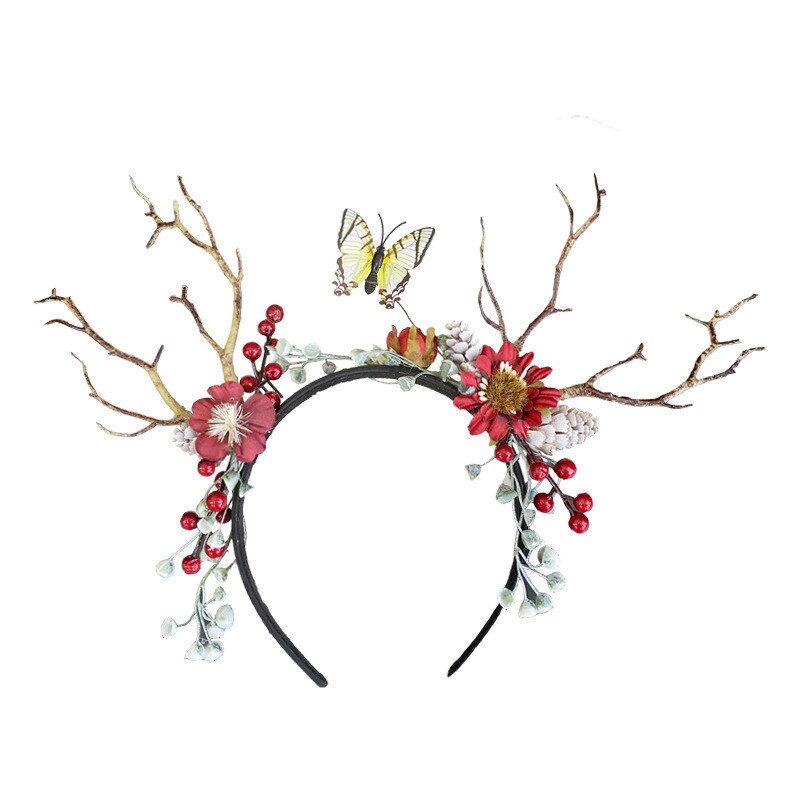 Kerst Bloem Gewei Herten Hoorn Kerst Hoofdbanden C... – Vicedeal