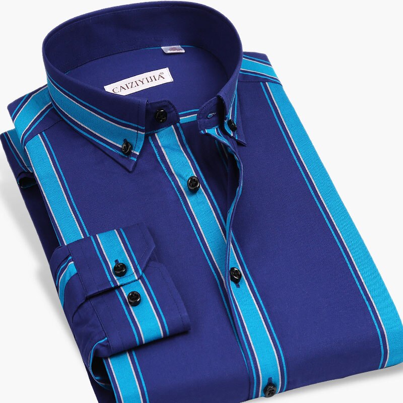 100% Cotton Long Sleeve Men's Bold Stripe Dress Sh... – Grandado