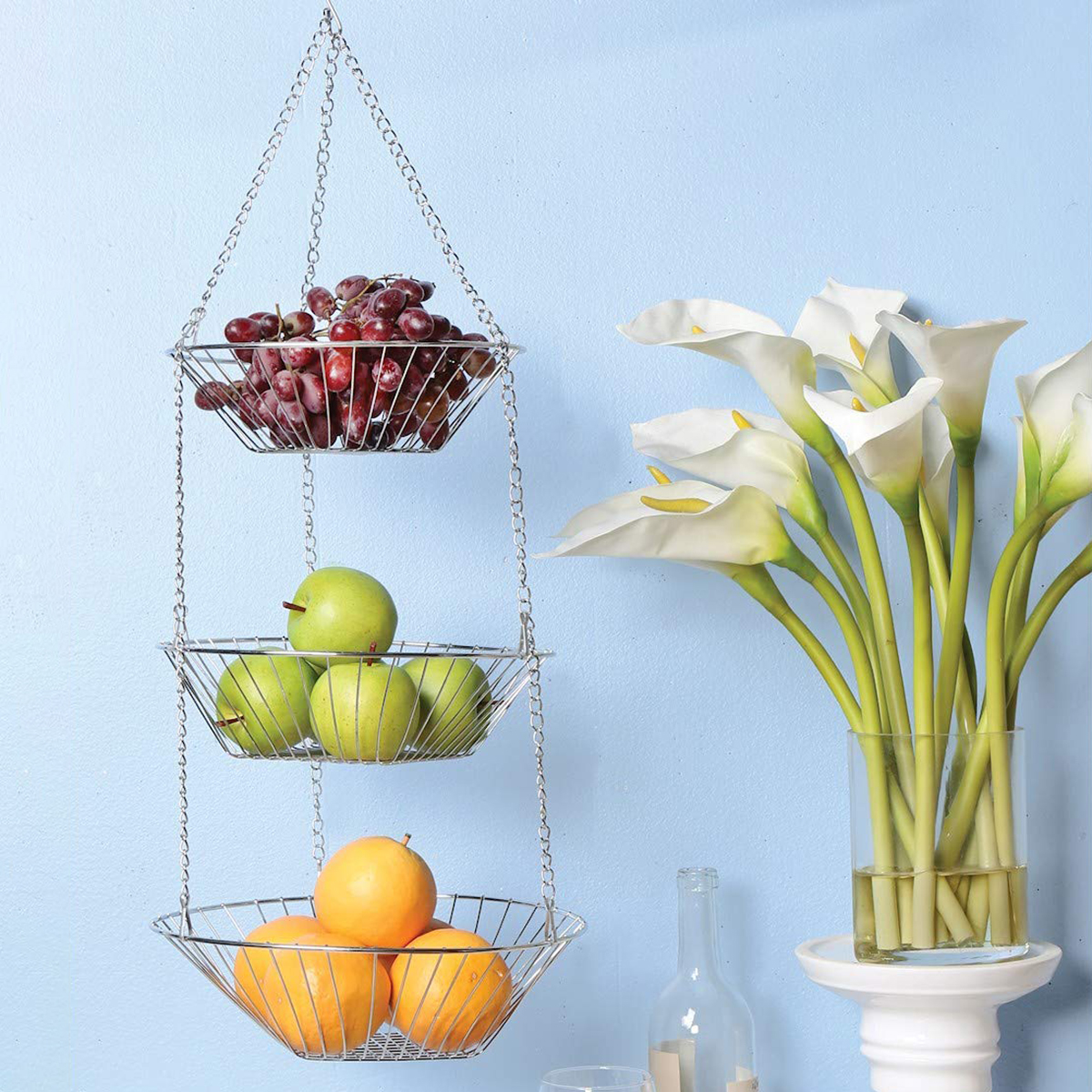 3 Tier Wire Hanging Fruit Basket Home Kitchen Meta... – Grandado