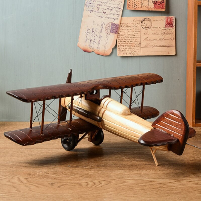 Retro Handmade Wooden Airplane Ornaments Home Desk... – Grandado