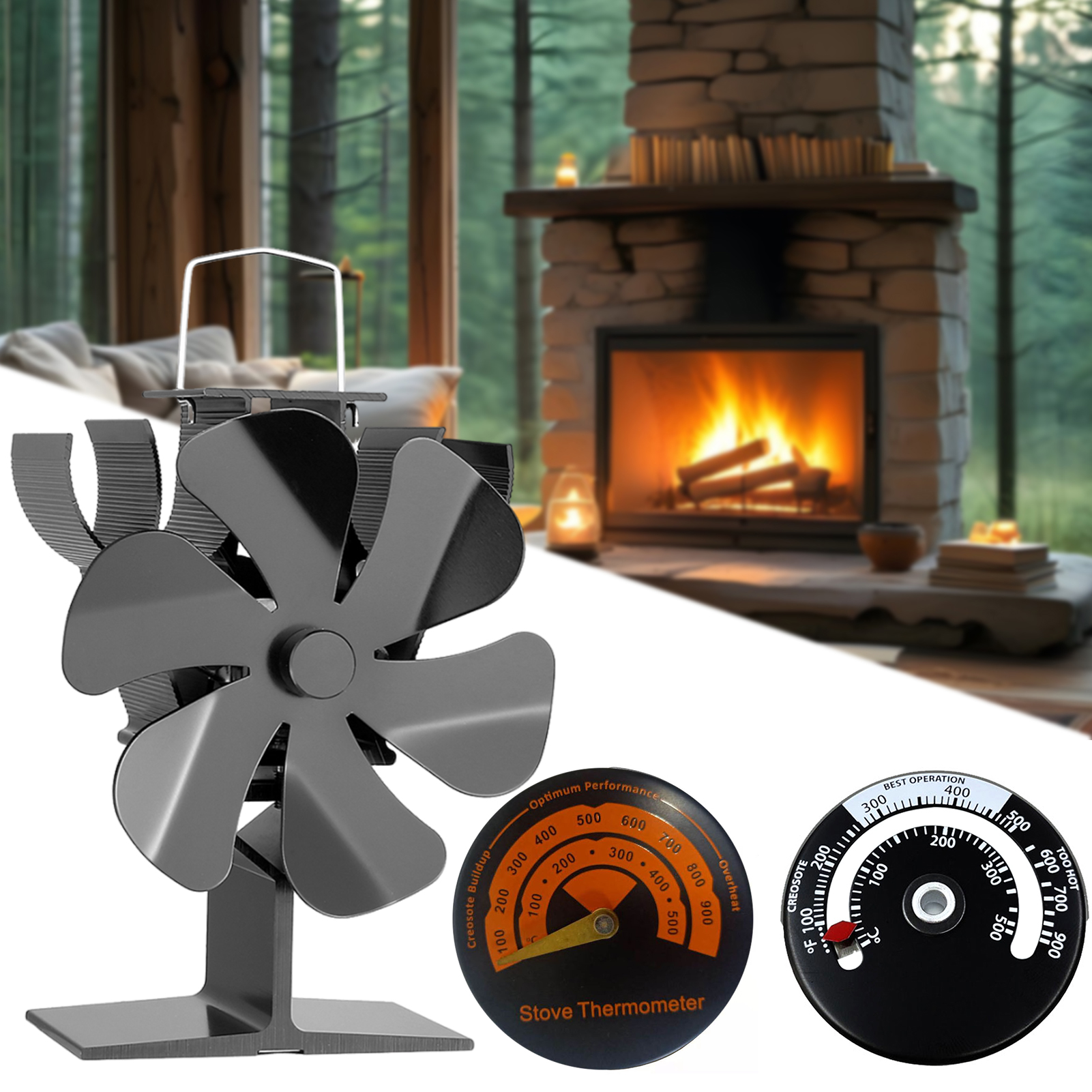 6-Blades Stove Fan Heat Powered Fireplace No Elect... – Vicedeal