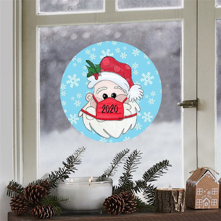Quarantine Christmas sticker Round Window Stickers... – Grandado