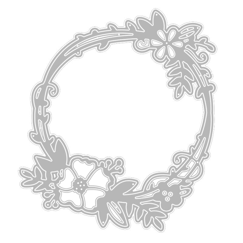 Circle Round Wreath and Flower Leaf Embossing Meta... – Grandado
