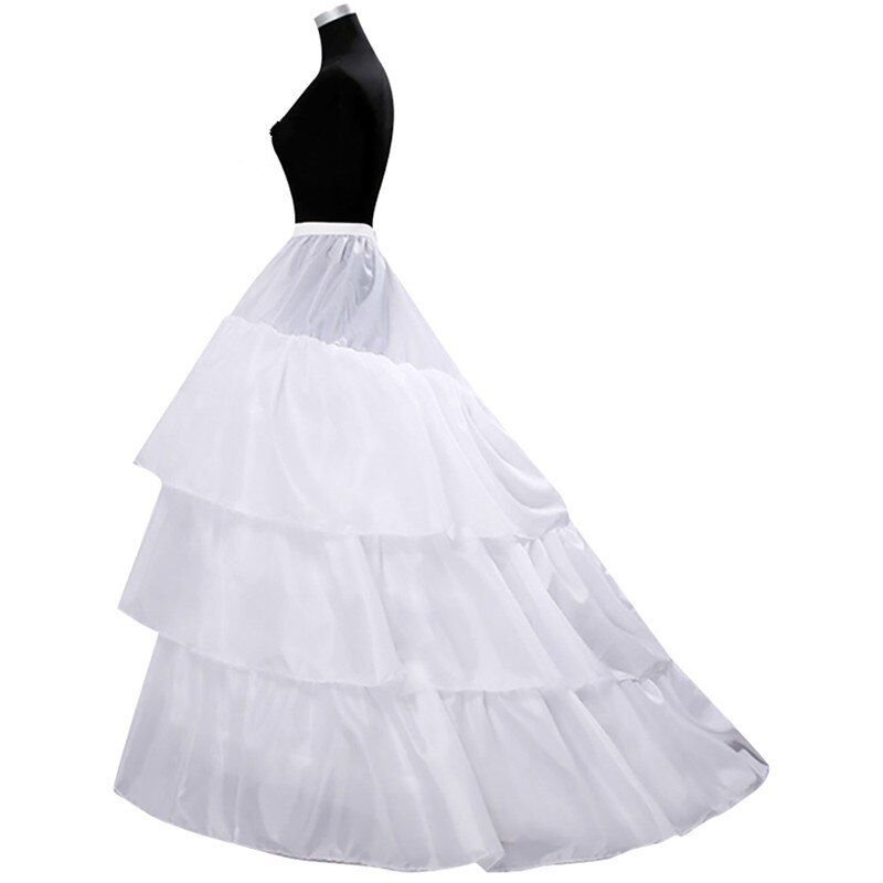 White Petticoat Train Crinoline Underskirt 3-Layer... – Grandado