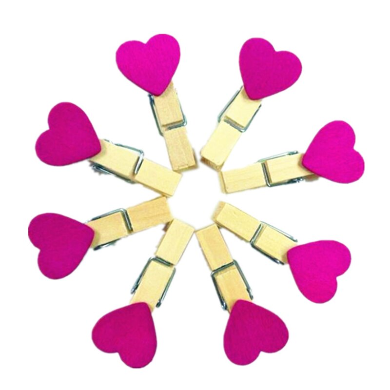10PCS/lot rose pink color Heart Wooden Clip wood p... – Grandado