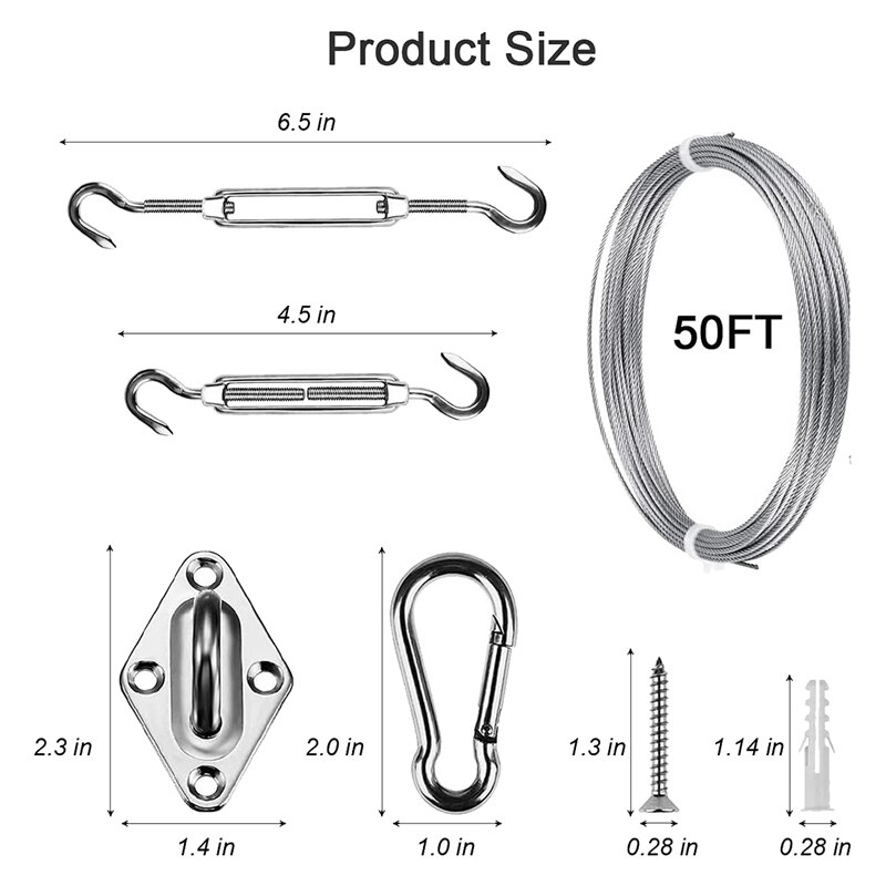 Sun Shade Hardware Kit for Rectangle and Square Su... – Grandado
