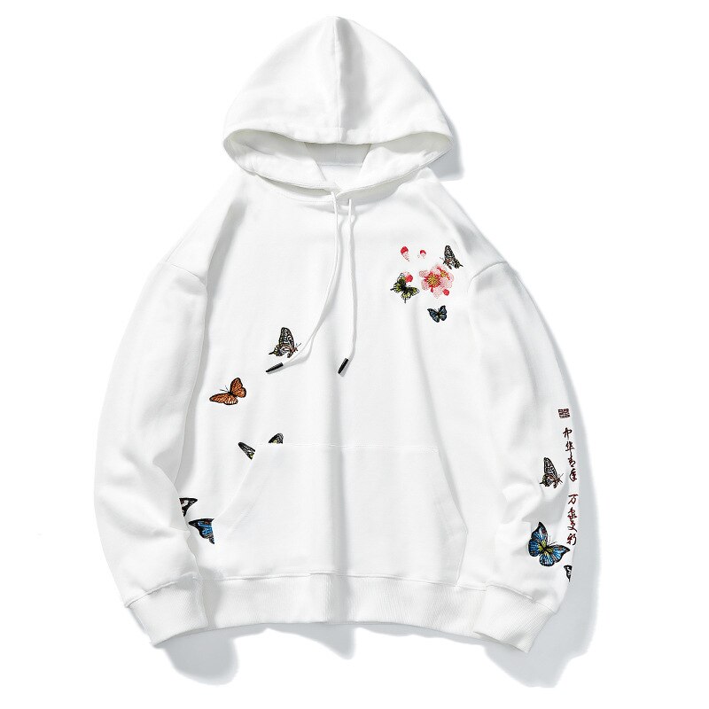 national tide cherry blossom embroidery hooded men... – Vicedeal