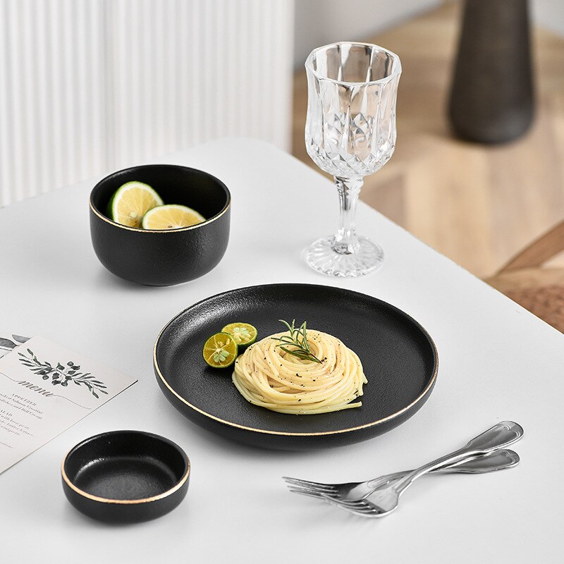 Gold Inlay frosted Plate Nordic Style Tableware Bl... – Grandado