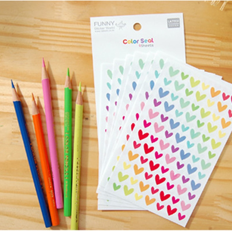 6 psc/lot Kleurrijke leuke decoratie Sticker Post ... – Grandado